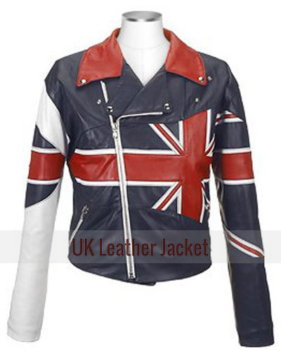 Mens Gents Union Jack Men's British Flag Biker Goatskin Real Leather ...